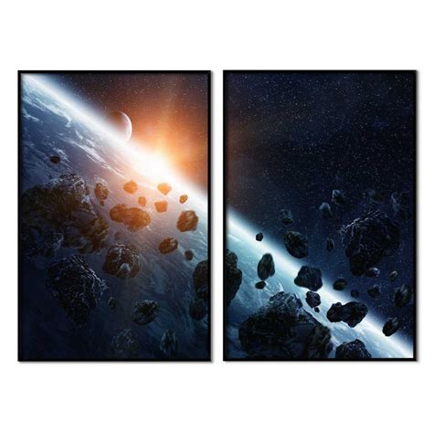 Space And Astroids Poster In Two Pieces Swedearts