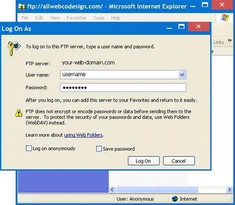 Ftp Uploading Using Windows Explorer Or Internet Explorer