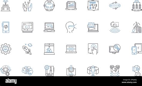 Cyber Computing Line Icons Collection Cybersecurity Encryption Malware Firewall Breach