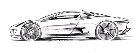 Jaguar C X75 Design Sketch Car Side View Car Design Sketch