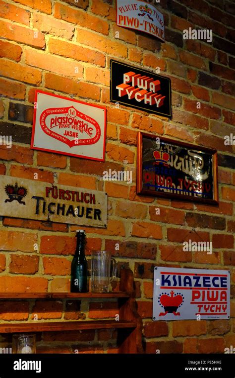 Vintage Enamelled Beer Signs At The Tychy Tyskie Brewery In Poland