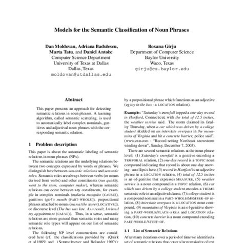 Models For The Semantic Classification Of Noun Phrases Acl Anthology