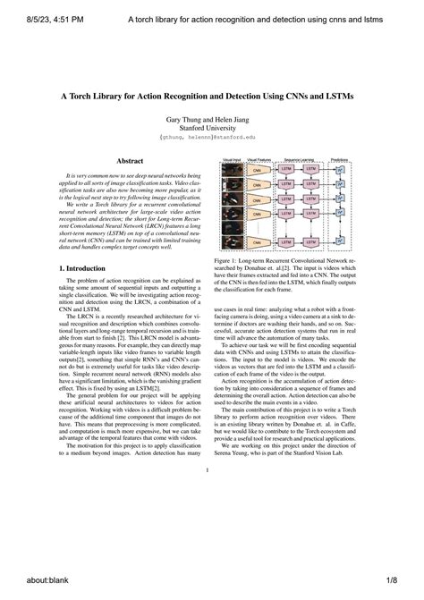 Solution A Torch Library For Action Recognition And Detection Using Cnns And Lstms