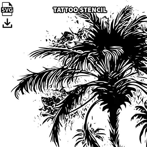 Palm Tree Tattoo Design 4k Png Svg Stencil Digital Download Etsy