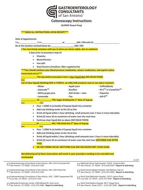 Fillable Online Gastroenterology Consultants Of San Antonio Colonoscopy
