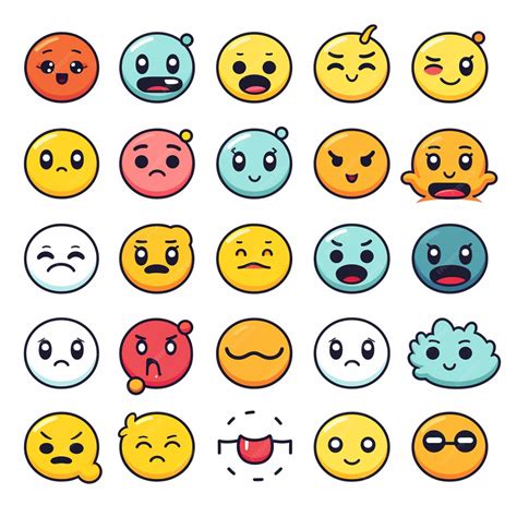 이모티콘 벡터 얼굴 면상 안면 상징 아이콘 상징 아이콘 표정 표정 모음집 수집품 소장품 노랑 노란색 행복 기쁨 만족 감정 정서 미소 스마일 웃다 하하 찡긋 싱글벙글 나