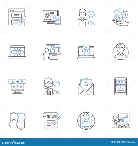 Geographical Information Line Icons Collection Mapping Topography Geospatial Remote Sensing