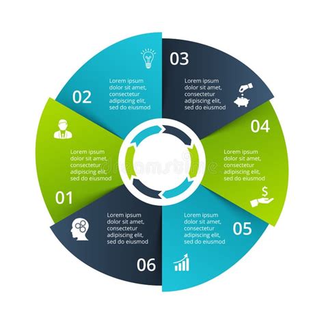 Diagramme Circulaire Divisé En 6 Parties étapes Ou Options Modèle De