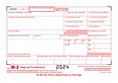 Irs Form W 2 Wage And Tax Statement Printable Pdf