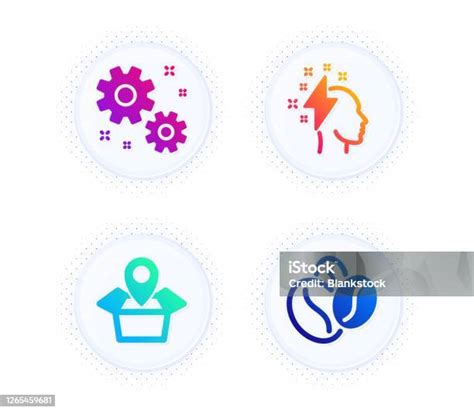 브레인스토밍 작업 및 패키지 위치 아이콘 세트 커피 콩 기호 벡터 개발에 대한 스톡 벡터 아트 및 기타 이미지 개발