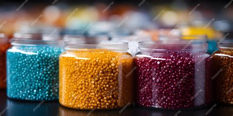 Premium Photo Vibrant Plastic Pellets Used In Manufacturing And