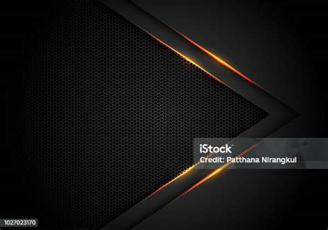 육각형 메쉬 디자인 현대 럭셔리 미래 기술 배경 벡터 일러스트와 함께 블랙에 추상 노란 빛 화살표 강철에 대한 스톡 벡터 아트 및 기타 이미지 Istock