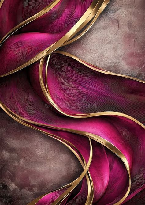 Burgundy And Silver Textured Abstract Background With Metallic Gold Accents And Elegant Flowing