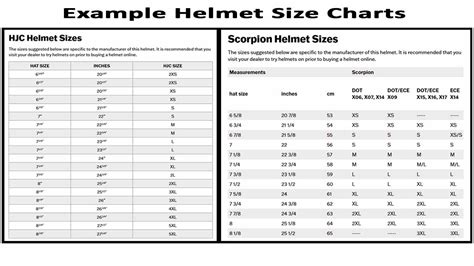 Motocross Helmet Size Chart