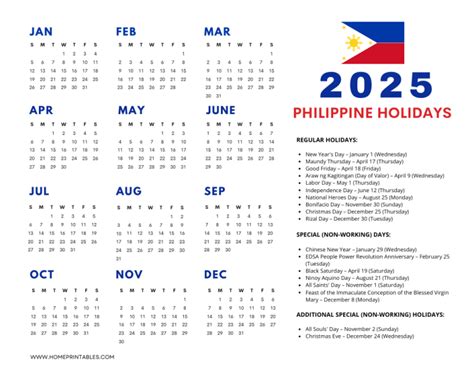 Calendar Philippines 2025 With Holidays Philippines 2025 Calendar With