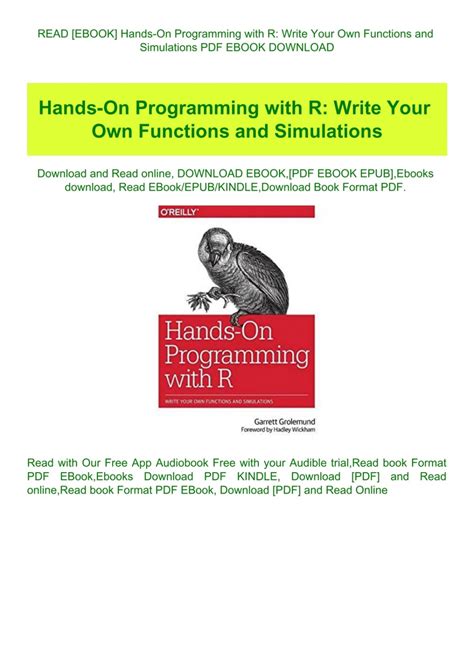read [ebook] hands on programming with r write your own functions and