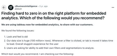 Tableau Embedded Analytics Pros Cons And Alternatives