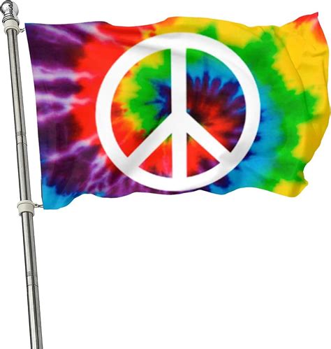 Tie Dye Peace Flag 3x5 Ft Rainbow Hippie Flags For