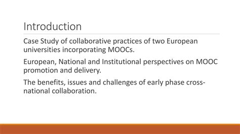 Cross National Collaboration In Promoting And Delivering Moocs Ppt