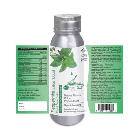 Peppermint Mentha X Piperita Extract Liquid Concentrate Bionutricia