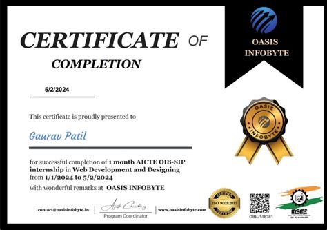 Gaurav Patil On Linkedin Webdevelopment Internship Certificate