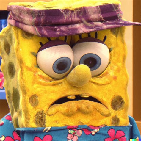 A Meme Photo Of Spongebob Standing In A Dark Hallway At Night Camera Flash On Text That Says