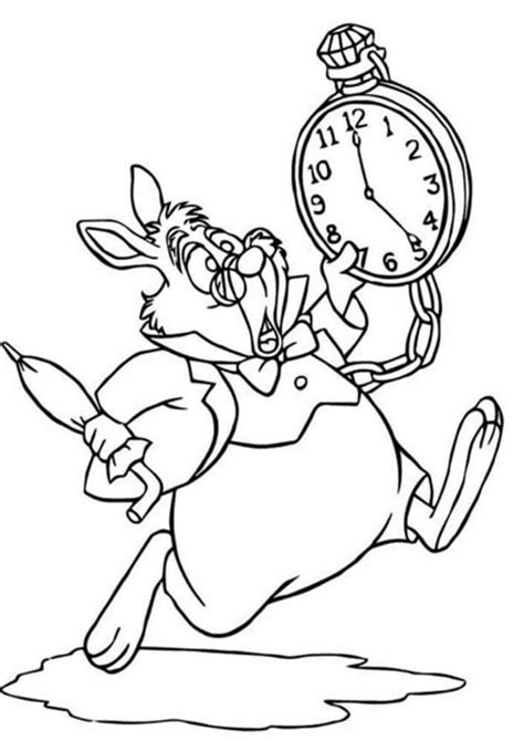 Reloj De Explotación De Conejo De Dibujos Animados Para Colorear Imprimir E Dibujar