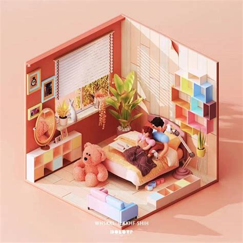 C4d小房间场景、暖色