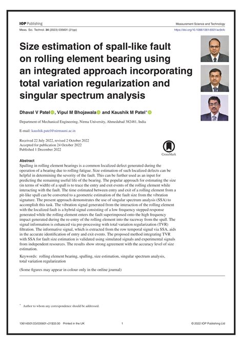 Size Estimation Of Spall Like Fault On Rolling Element Bearing Using An Integrated Approach