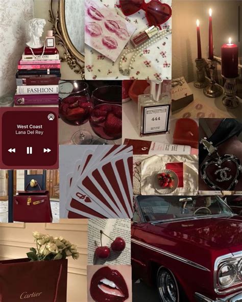 Red Aesthetic Moodboard Wine Red Room Cherry Red Vision Board Red