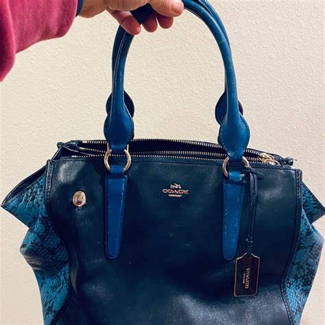 Coach Bags Authentic Coach Purse Navy Blue And Snake Skin Poshmark