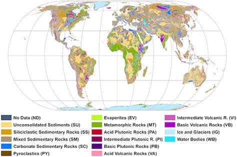 The New Global Lithological Map Database Glim A Representation Of Rock Properties At The Earth