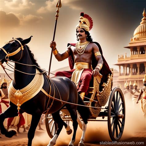 Arjuna And Krishna In Chariot War With Karna Stable Diffusion Online