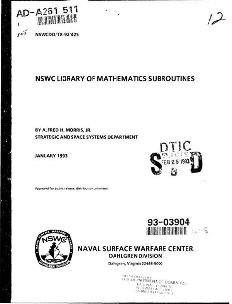 Nswc Library Of Mathematics Subroutines