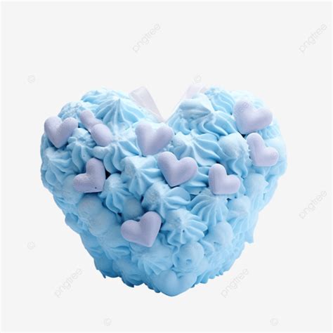 하트 모양의 케이크 발렌타인데이 또는 여성의 날 블루 머랭을 곁들인 케이크 하트 케이크 발렌타인 케이크 케이크 장식 Png