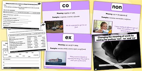 Adding Prefixes Non Ex And Co Spag Lesson Pack