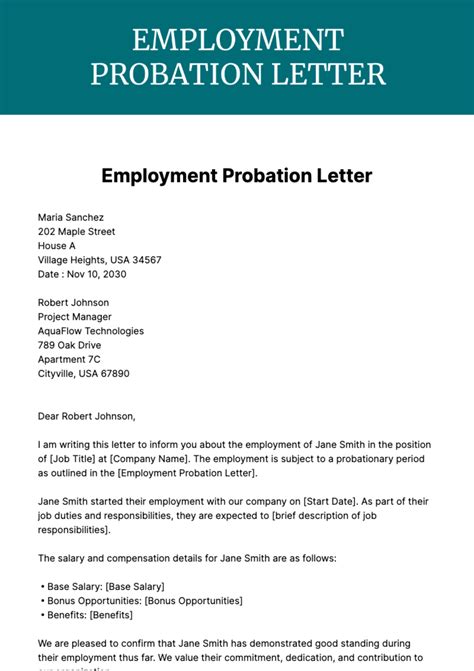 Probation Letter Format