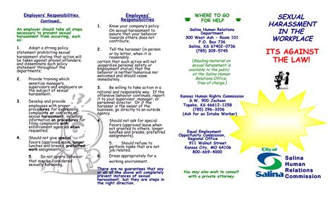 City Of Salina Brochure Sexual Harassment Ppt