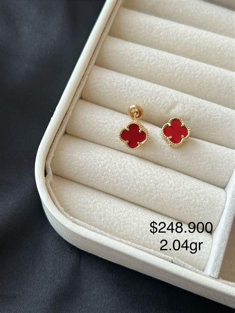 Aros Oro Amarillo Van Cleef Rojo Joyas Yesen