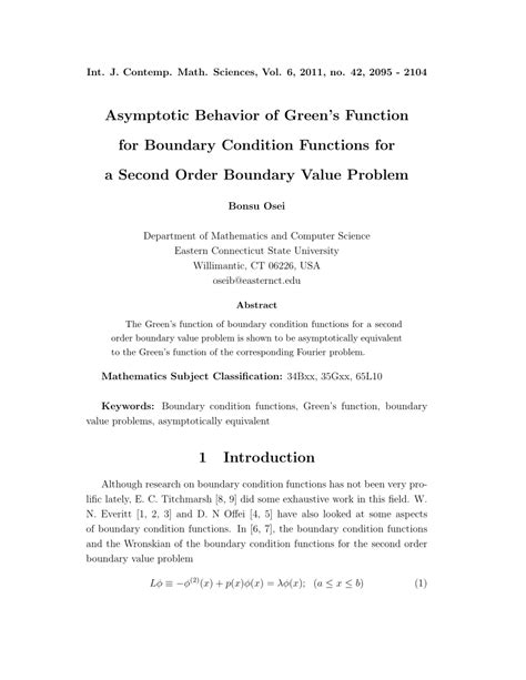 Pdf Asymptotic Behavior Of Wronskian Of Boundary Condition Functions