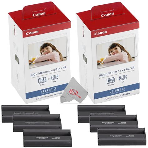 Two Canon Kp 108in Selphy Color Ink 4x6 Paper Set 3115b001 For Selphy