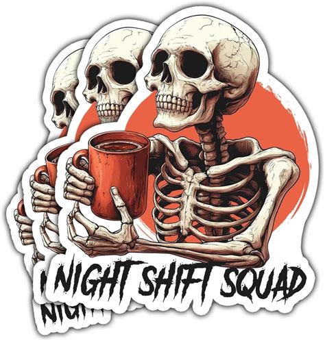3pcs Night Shift Squad Sticker Skeleton Stickers Rn Nurse Skeleton