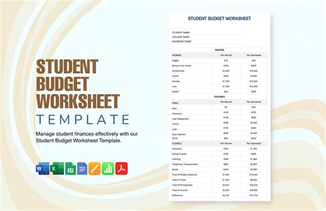 Free College Budget Templates Editable And Printable