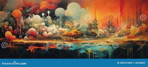 Abstract Dreamscape Mesmerizing Panorama That Takes You Into An Abstract Dreamscape With