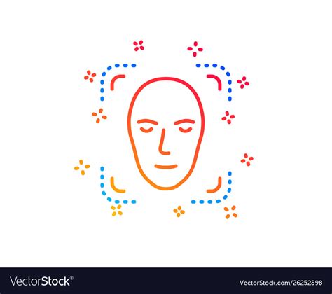 Face Detection Line Icon Head Recognition Sign Vector Image