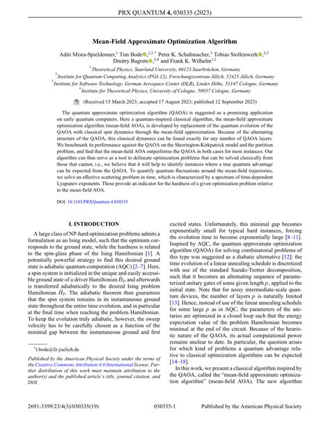 Pdf Mean Field Approximate Optimization Algorithm
