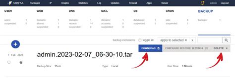 Take Backup From Vestacp Vesta Control Panel Zolahost