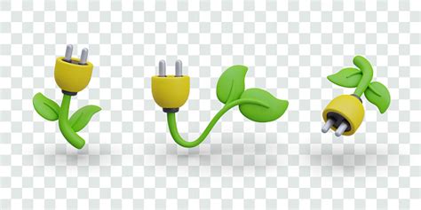 노란색 플러그 꽃이 있는 녹색 식물 세트입니다 에코파워 바이오 에너지의 상징 0명에 대한 스톡 벡터 아트 및 기타 이미지 0명 3차원 형태 개념 Istock