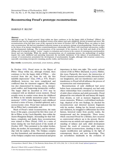 2015 Reconstructing Freuds Prototype Reconstructions Pdf Philosophy