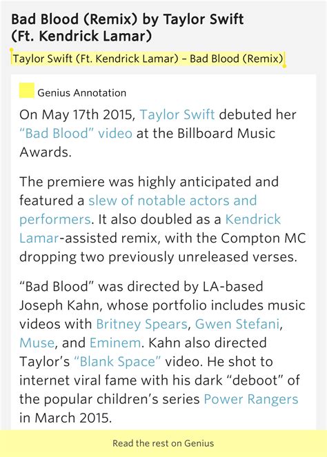 Taylor Swift Ft Kendrick Lamar Bad Blood Bad Blood Remix